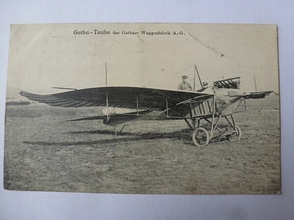 AK,Door piloot geschreven kaart ,Duits vliegtuig Gotha-Taube ...