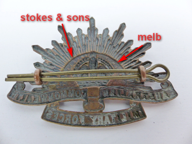 GB/AUS Slouch hat badge en collar badges, "Stokes and Sons, Melb ...